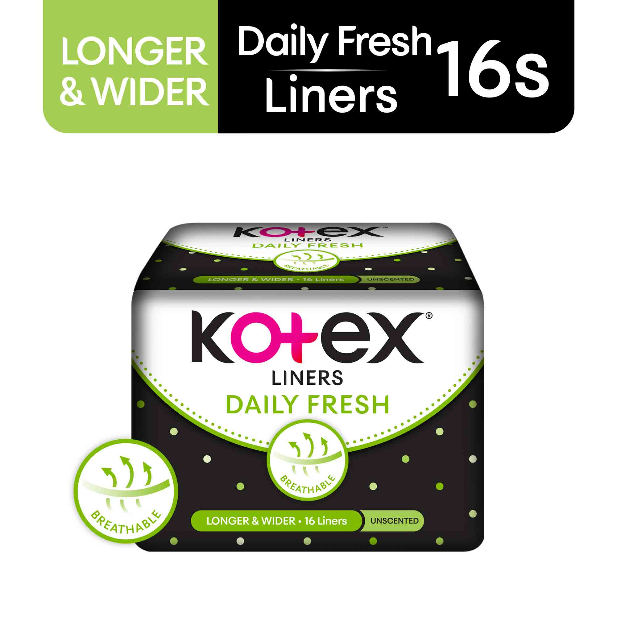 Kotex Daily Fresh Longer & Wider Liners 16s | Lazada PH