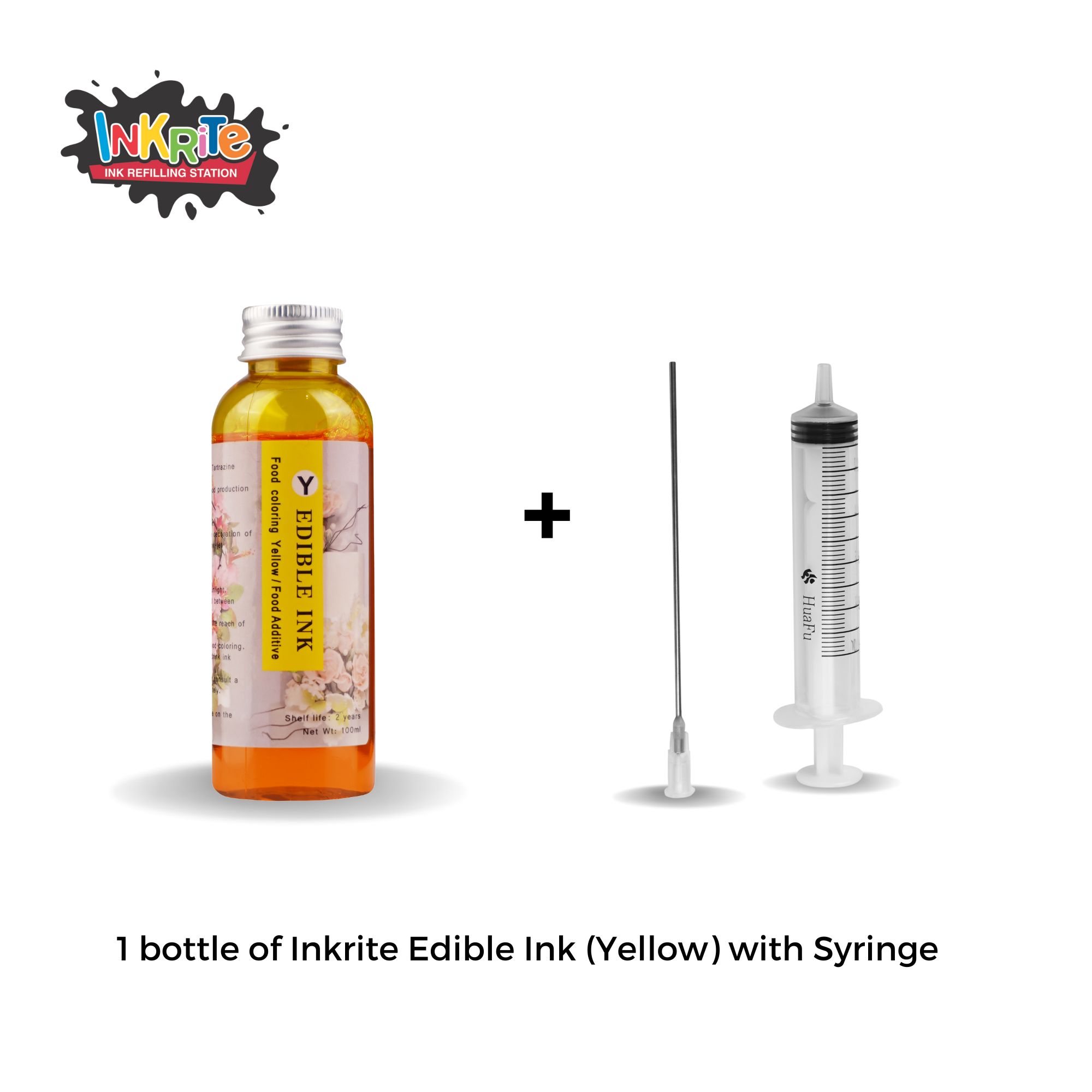 Inkrite Edible Ink for Inkjet Printers, 100 ml, Free Syringe with ...