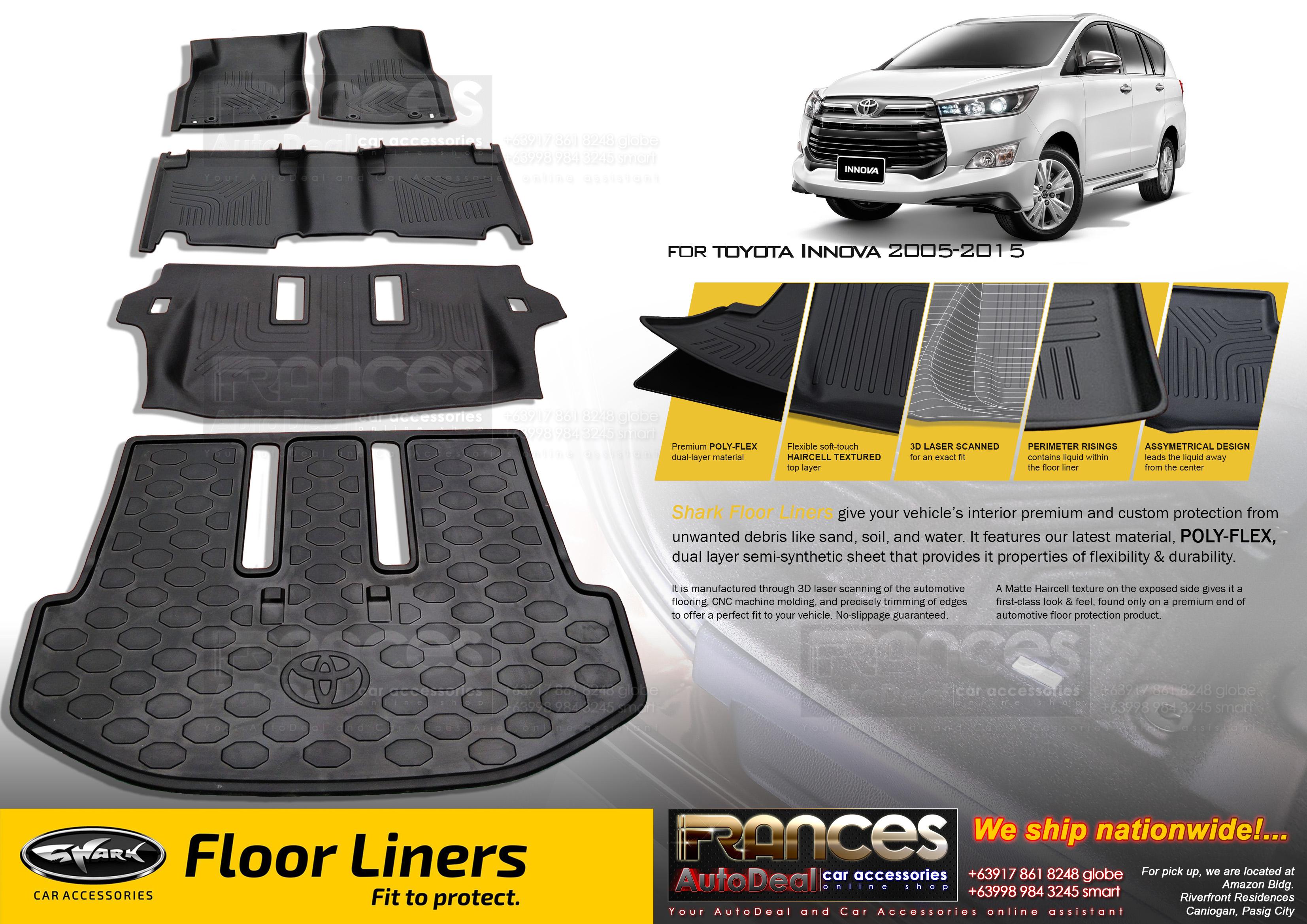 Toyota Innova 2005-2015 Shark Floor Liner matting (1st-3rd row plus ...