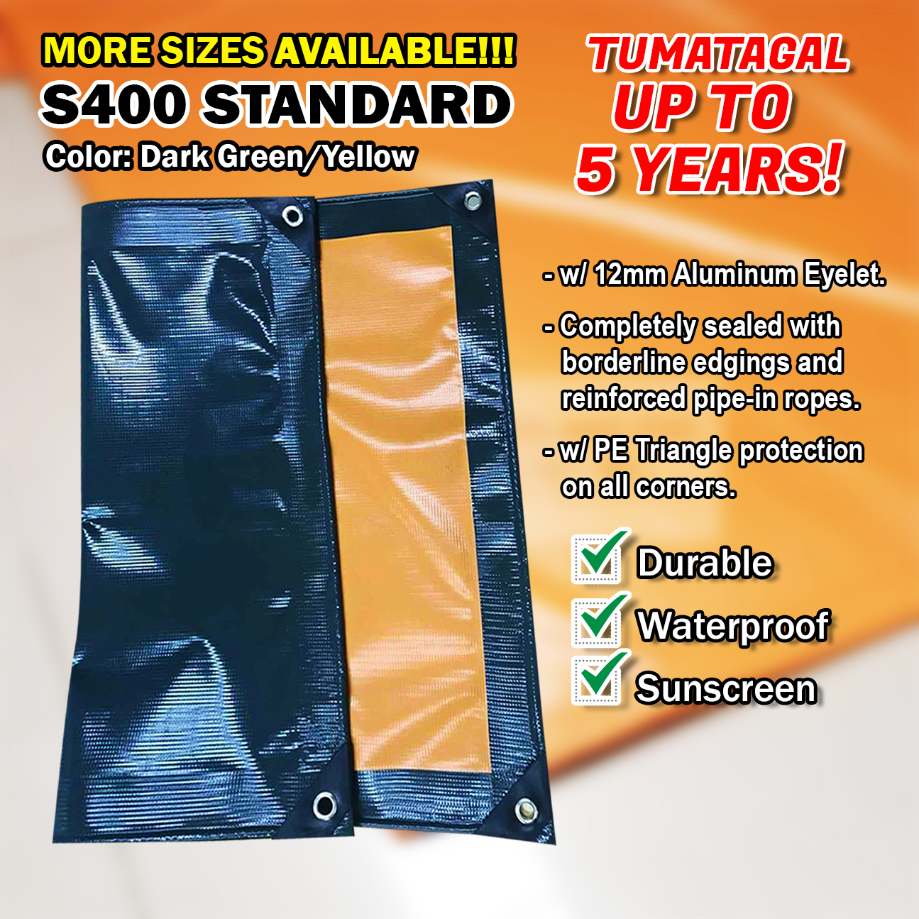 6ft S400 STANDARD DARK GREEN/YELLOW HIGH QUALITY TRAPAL LONA TOLDA ...