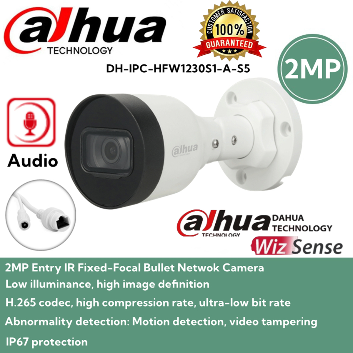 Dahua IP Camera 2MP HD With Audio Bullet Network Camera Motion ...