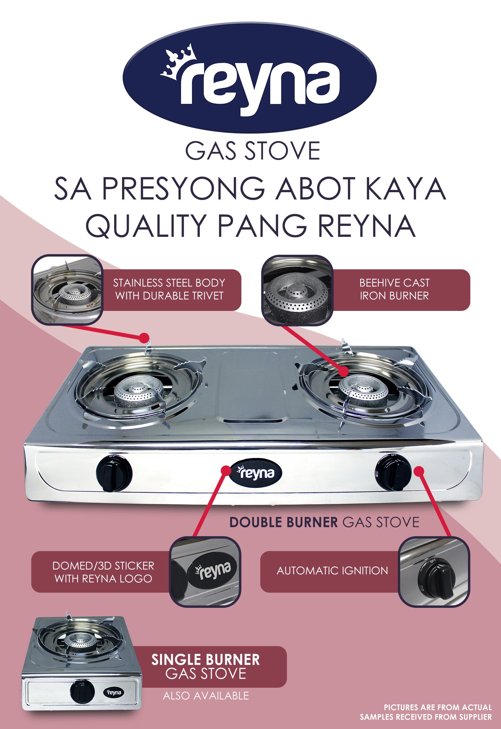 Reyna Gas Stove - Double Burner - Gas Stove for Cooking - Stove Set ...