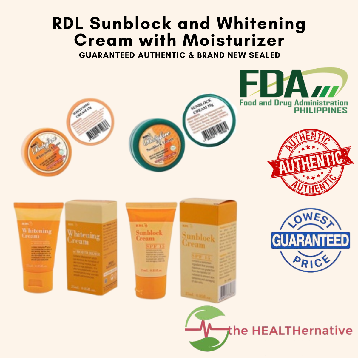 Original RDL Sunblock and Whitening Cream with Moisturizer ...