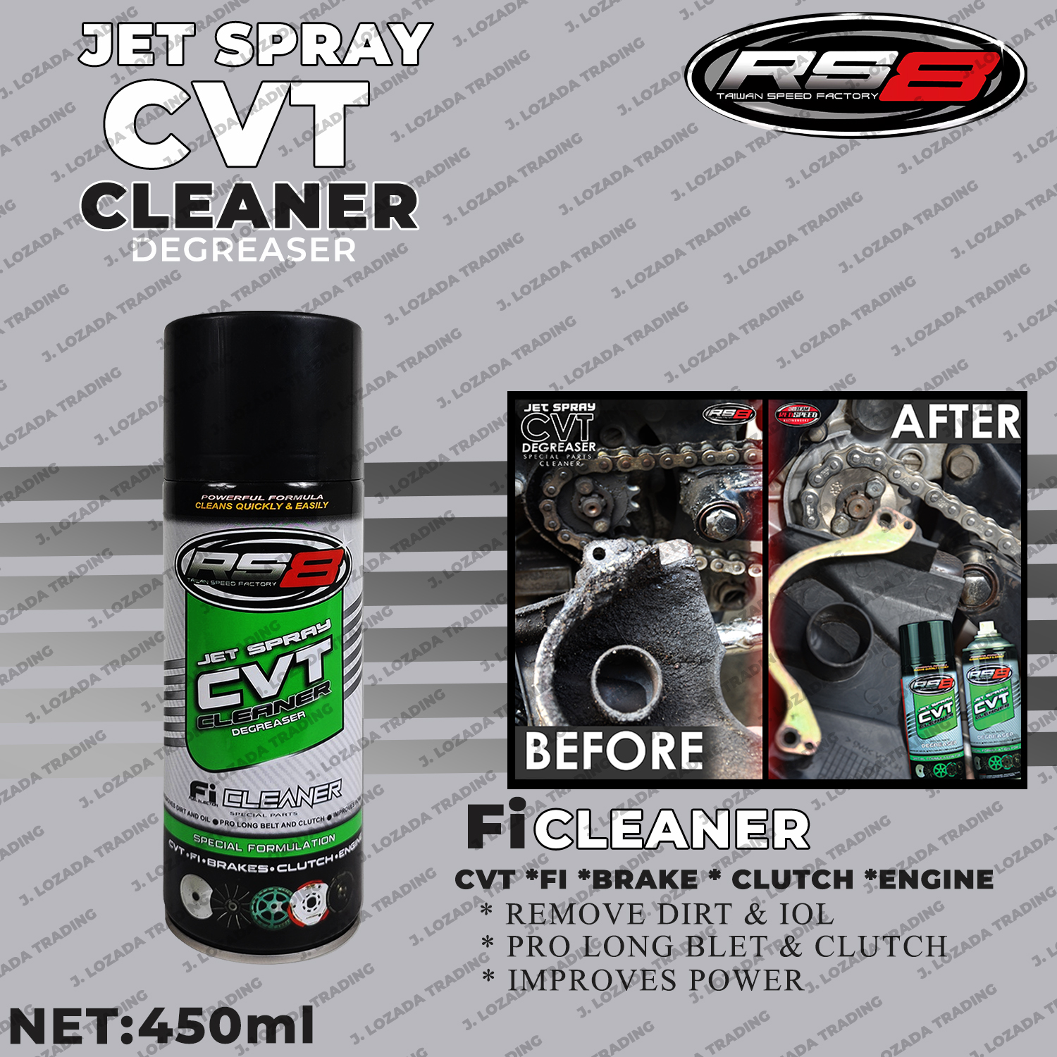 RS8 Jet Spray CVT Cleaner Degreaser - Motor Parts Cleaner / Engine ...
