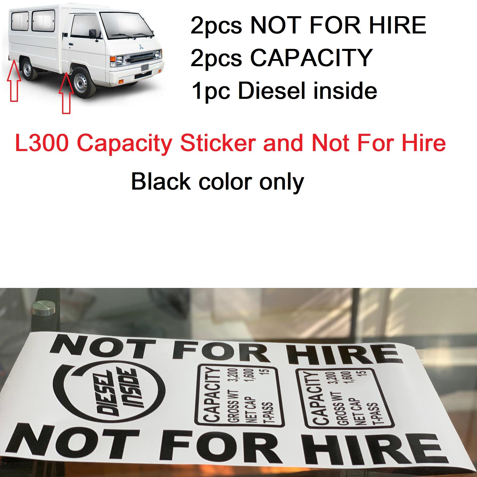 Car Sticker Mitsubishi L300 Sticker set Capacity and Not For Hire ...