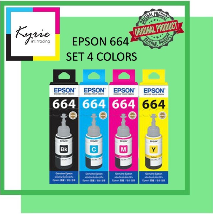 EPSON 664 Genuine Ink Bottle Set of 4 Colors (Black,Cyan,Yellow,Magenta) | Lazada PH