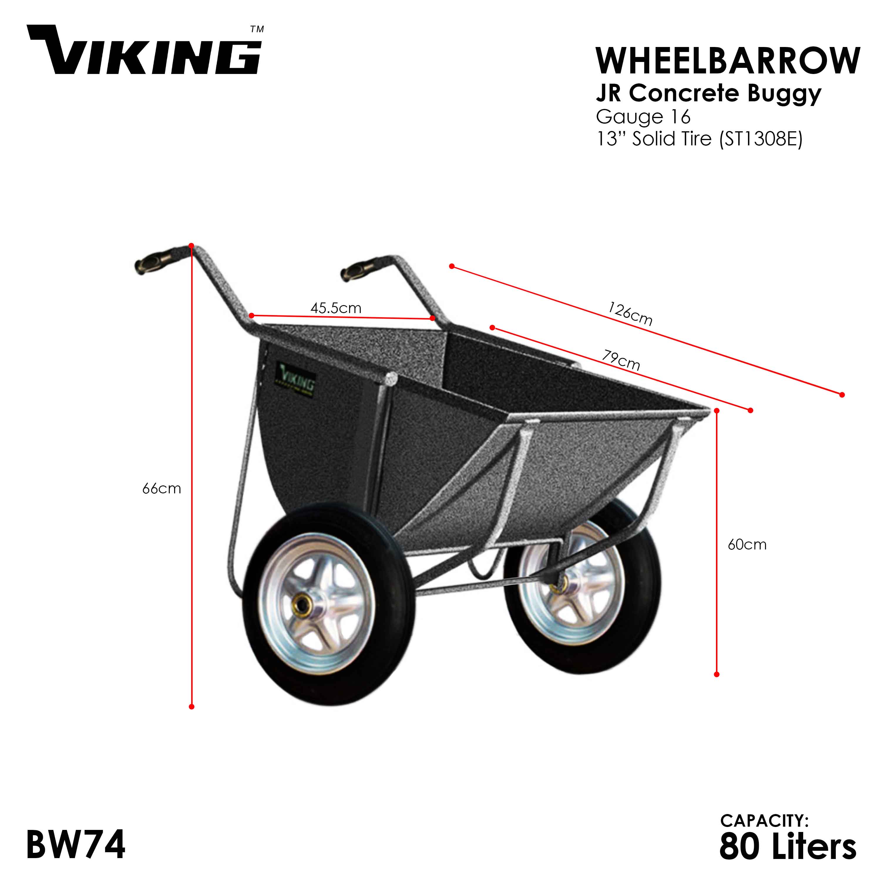 VIKING CONCRETE BUGGY 16ga Wheelbarrow Extra Heavy-Duty Fully Welded ...