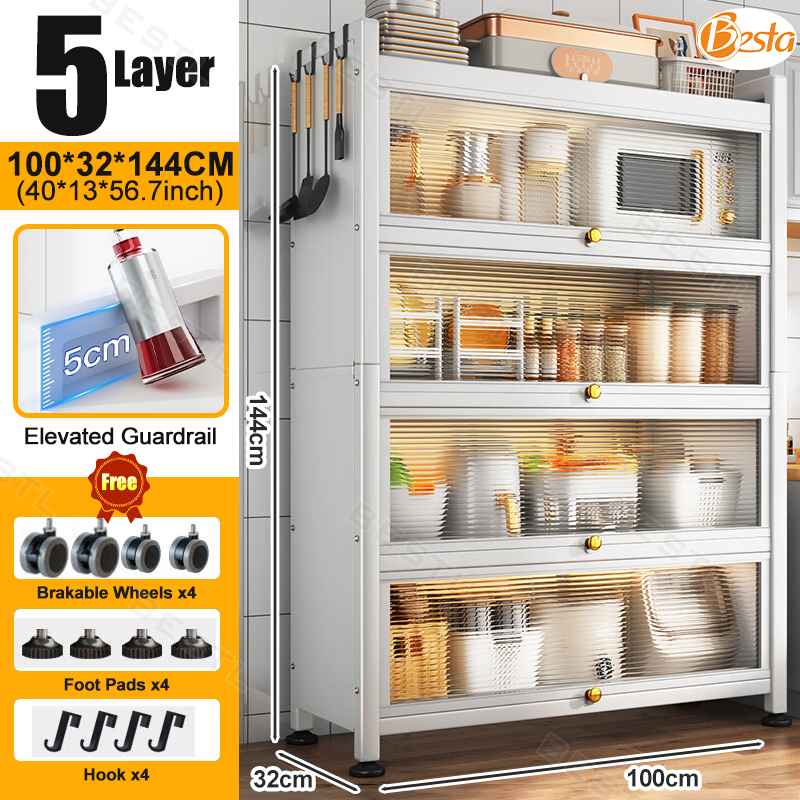 Kitchen Cabinet Pantry Storage Rack Multifunction 3/4/5 Layer With ...