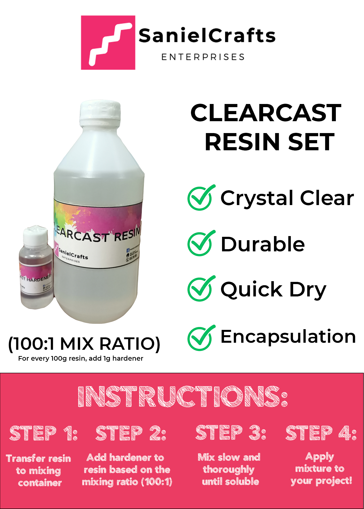 Clear Cast Polyester Resin Set 500g (Hardener Included) | Lazada PH