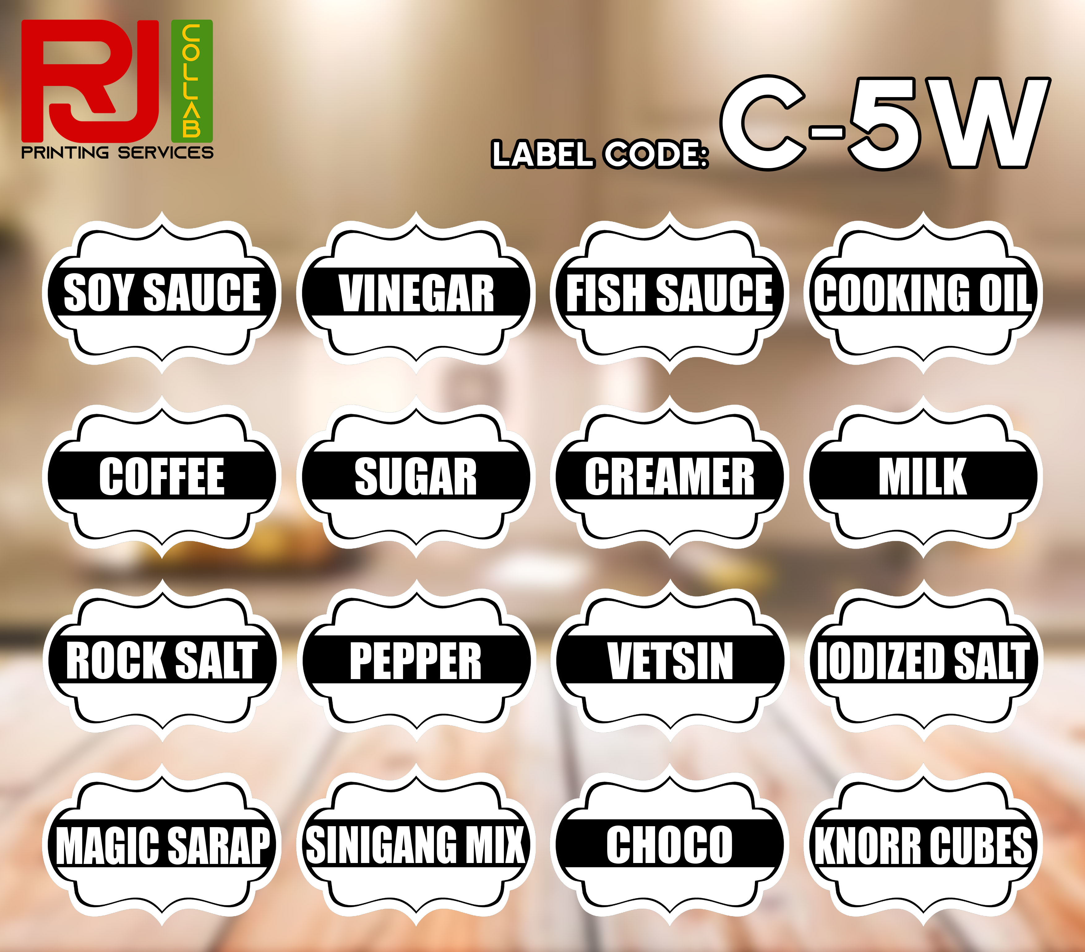 Pantry / Condiments Label Stickers - 16 pcs - Waterproof Stickers ...