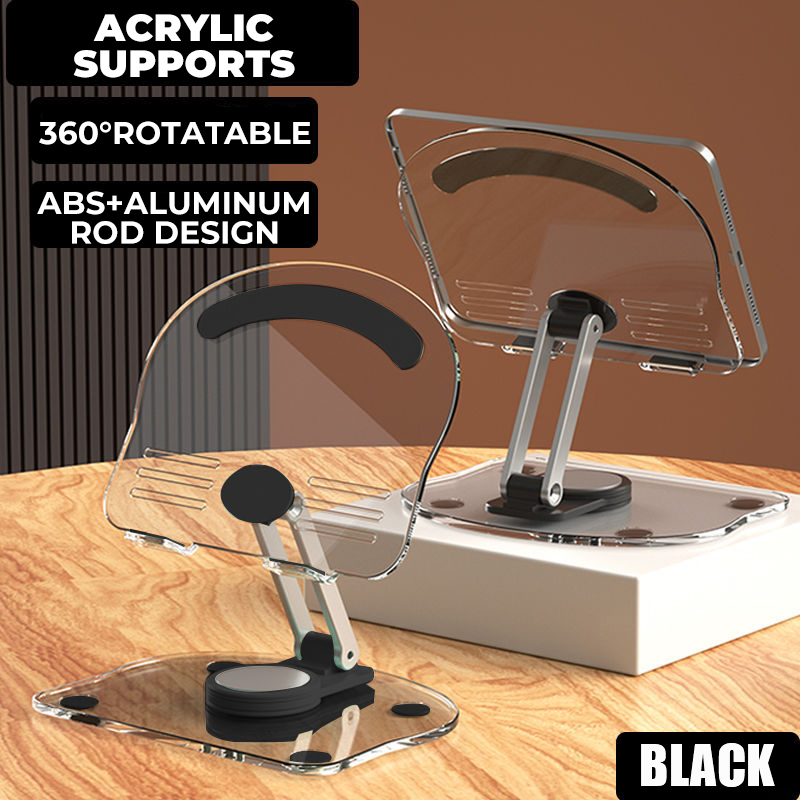 Tablet & mobile phone bracket transparent acrylic 360 ° rotating frame ...