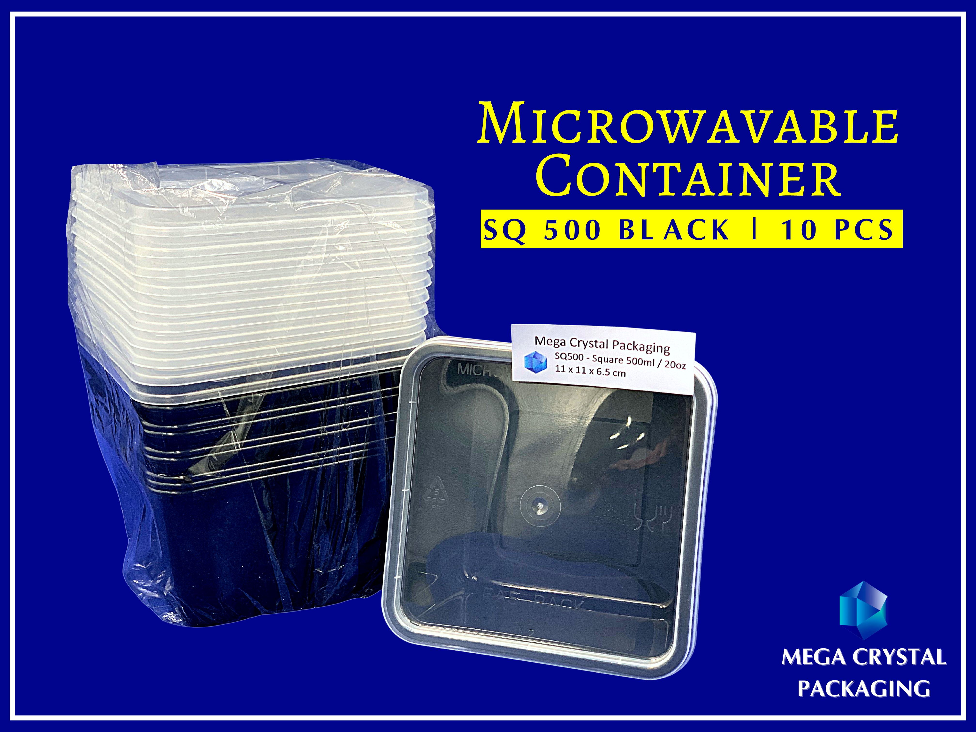 [ 10 Pcs ] Microwavable Container SQ 500 - Square 500 ml Clear and ...