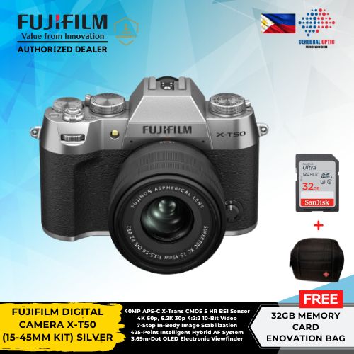 FUJIFILM DIGITAL CAMERA X-T50 (15-45MM) , 40MP APS-C X-Trans CMOS 5 HR BSI Sensor 4K 60p, 6.2K ...