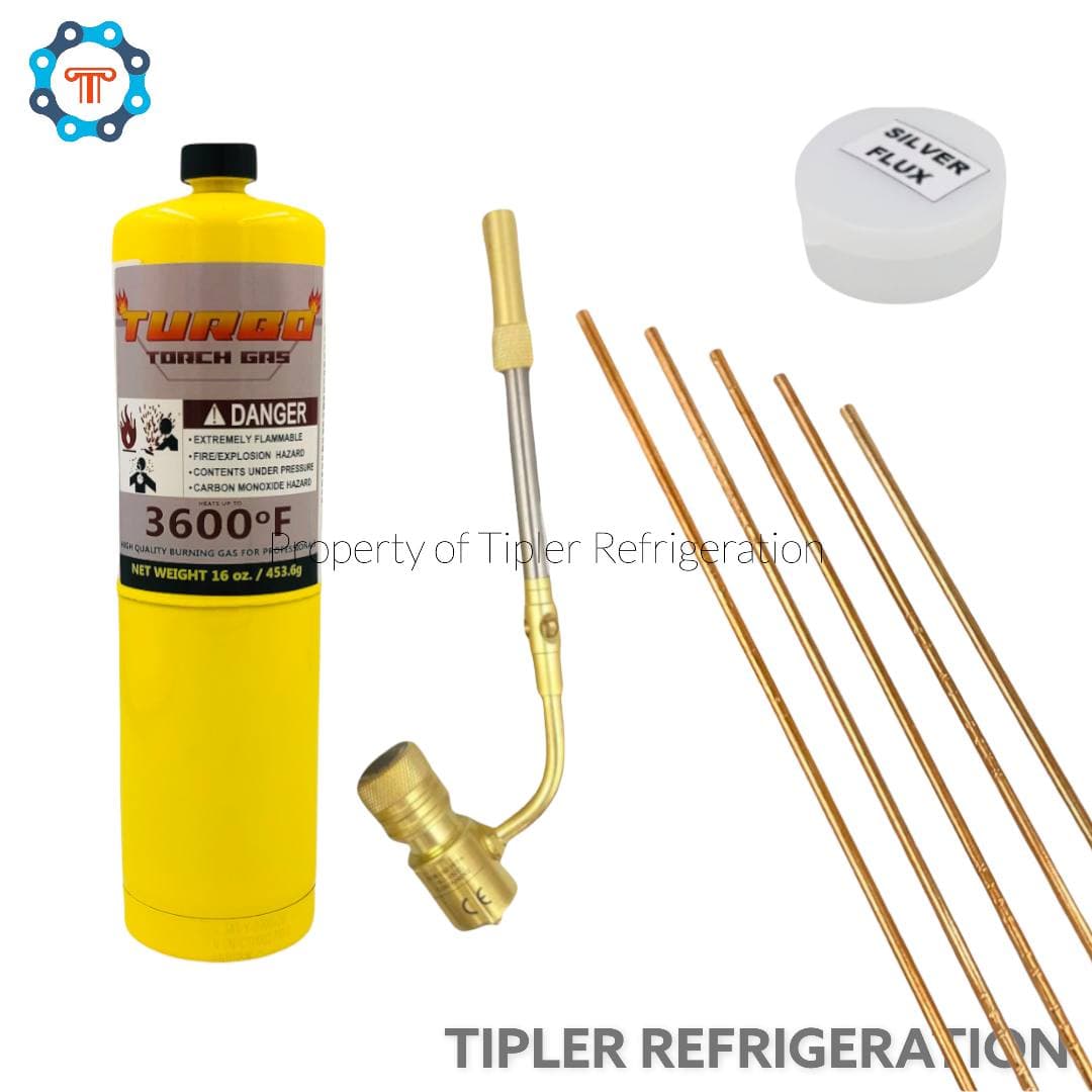 Copper Tube Brazing Set (Hand Torch + Mapp Gas + 5pcs Silver Rod + 10g ...