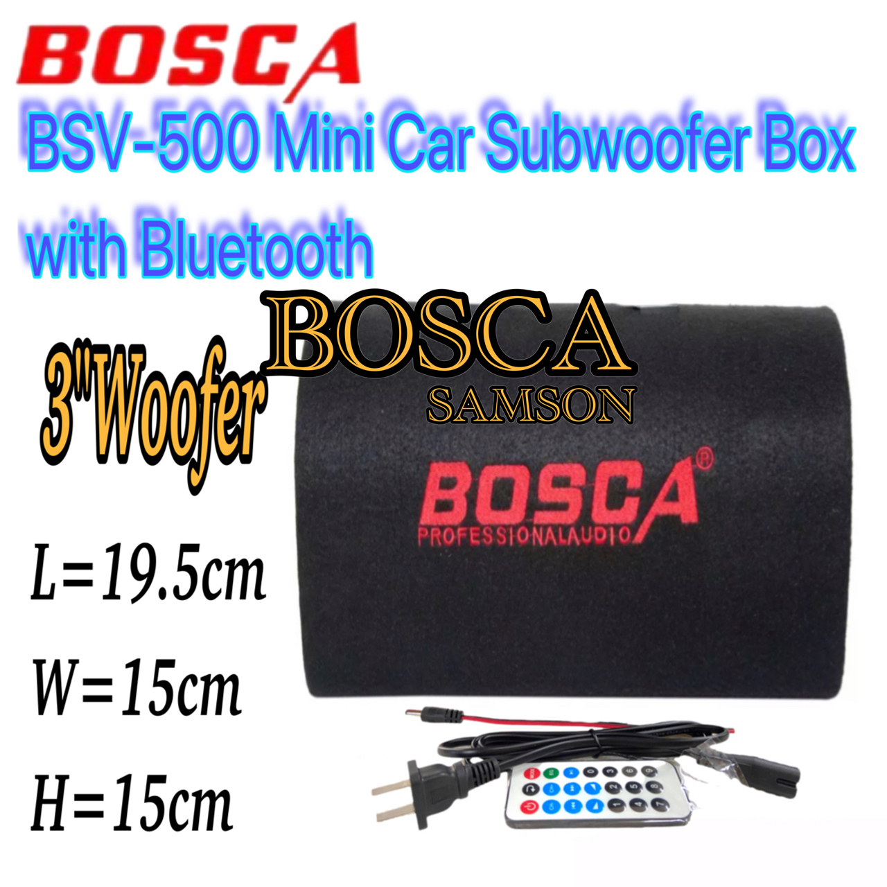 Bosca BSV-500 Mini Car Subwoofer Box with Bluetooth With FM Radio and ...