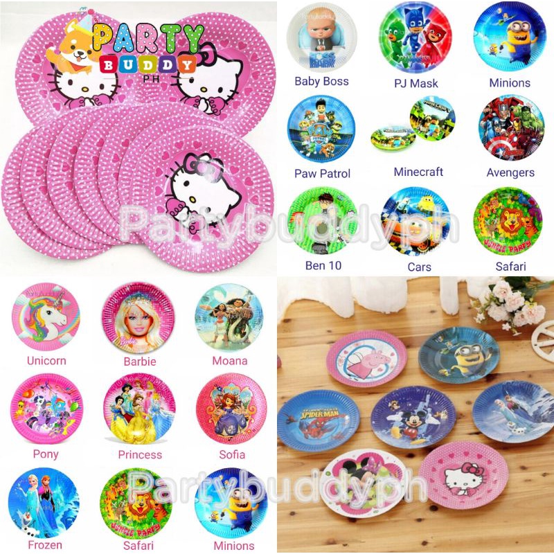 10pcs 9inches Round Paper Plate Character (18 characters) PartyBuddyPH ...