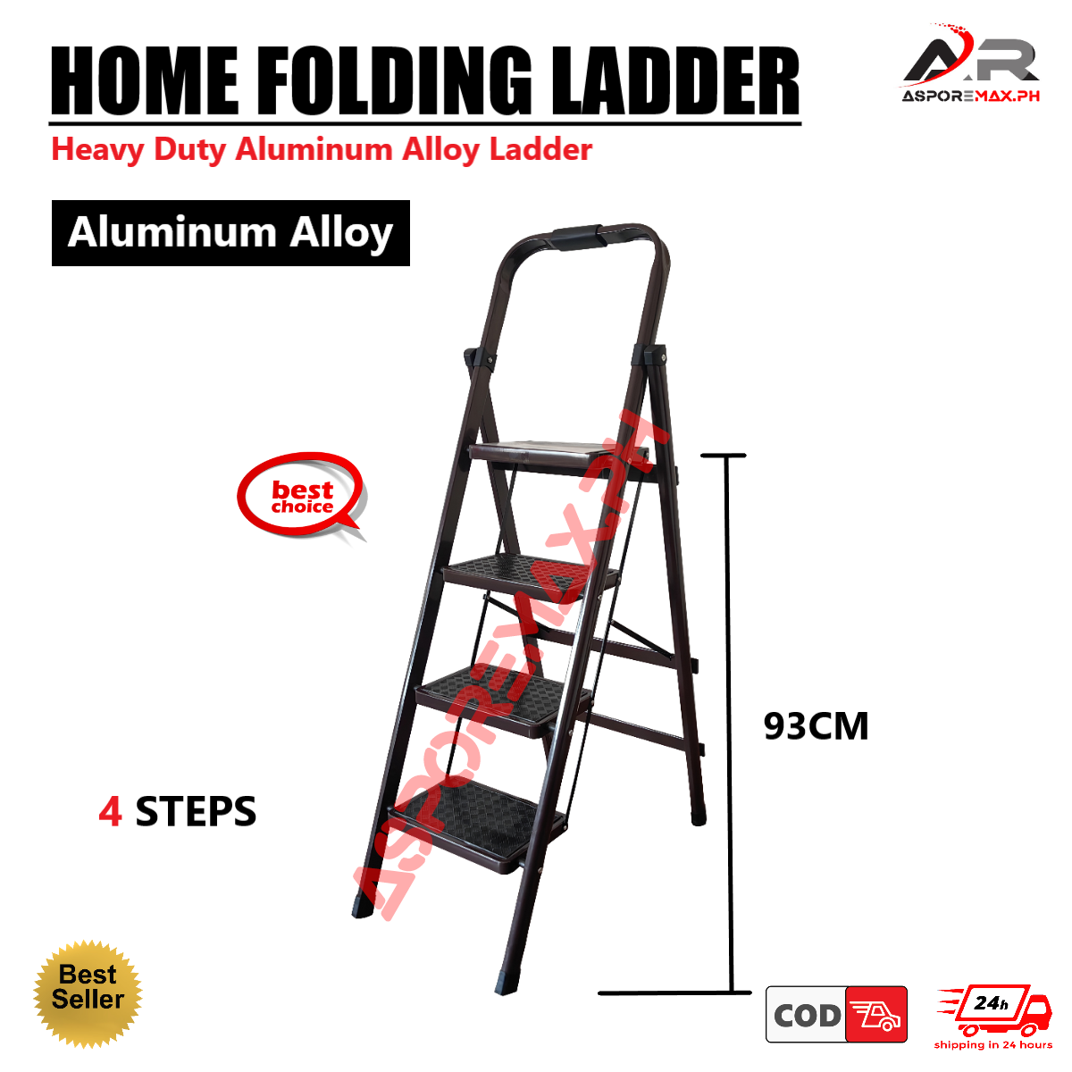 Home Folding Ladder Heavy-Duty Aluminum Alloy 4, 5 & 6 Steps Ladder ...