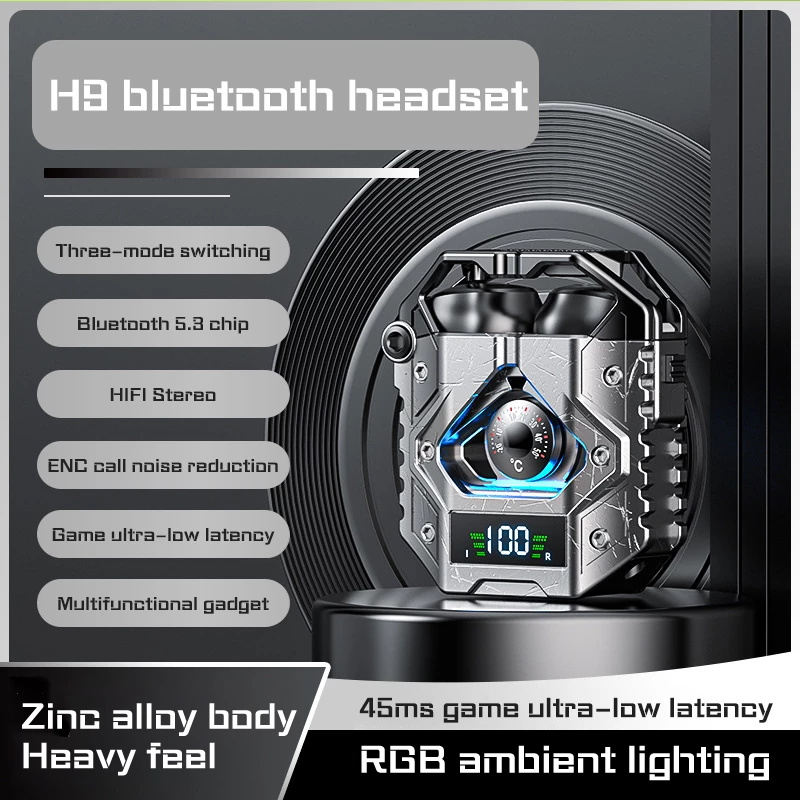 LENDO 2022 New H9 TWS wireless headphones bluetooth 5.3 ENC smart Noise ...