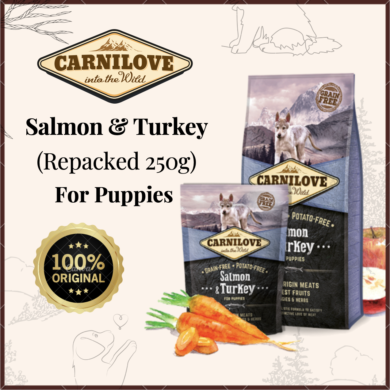 Carnilove Salmon and Turkey for Puppies 250g (Repacked) Dogs | Dry Dog ...