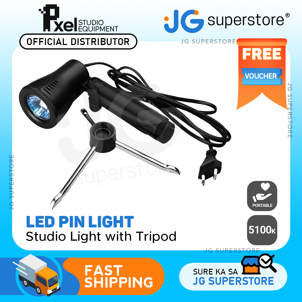 Pxel LED Pin Light Portable Lighting Kit 50W 5100K with Light Stand ...