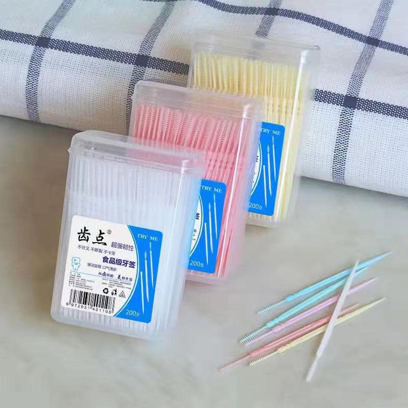 200pcs Plastic Toothpicks Double-ended Toothpicks Brush Teeth Sticks ...