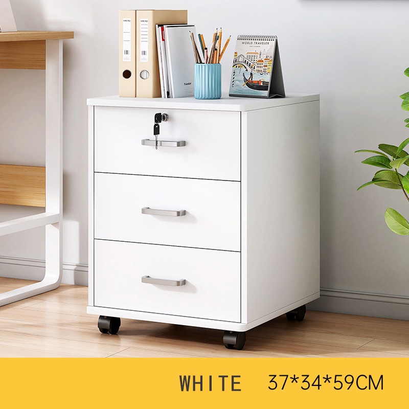 Finelife 3-layer file cabinet with lock office storage cabinet with ...