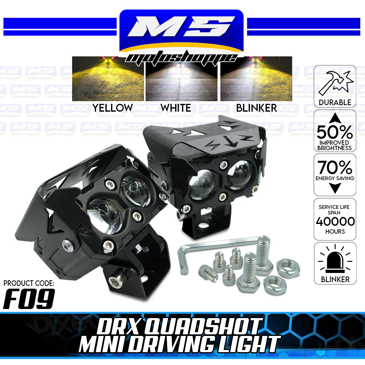 DRX QUADSHOT MINI DRIVING LIGHT F09 - MOTOSHOPPE | Lazada PH