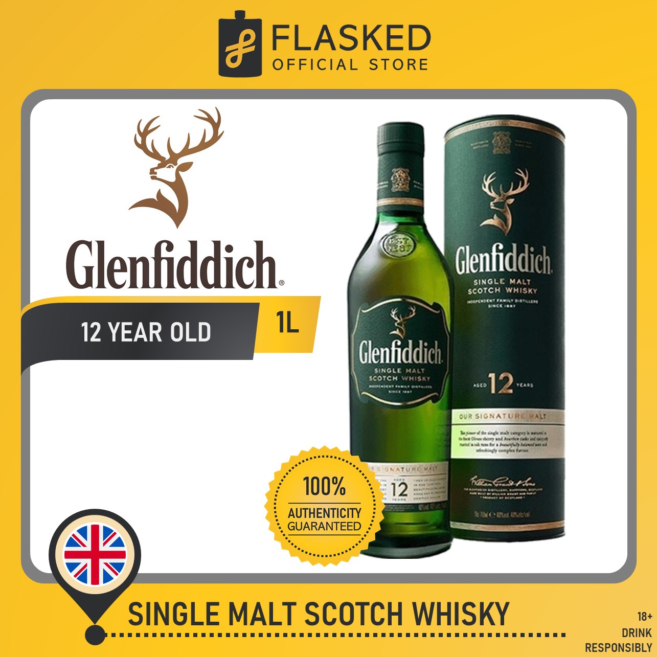 Glenfiddich 12 Year Old Single Malt Scotch Whisky 1L | Lazada PH