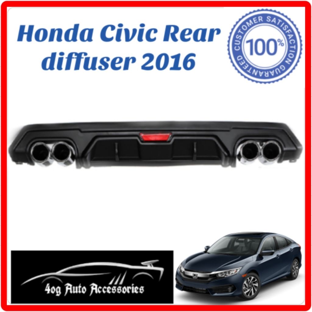 Honda Civic Rear Bumper Diffuser 2016 2017 2018 2019 2020 2021 (black ...
