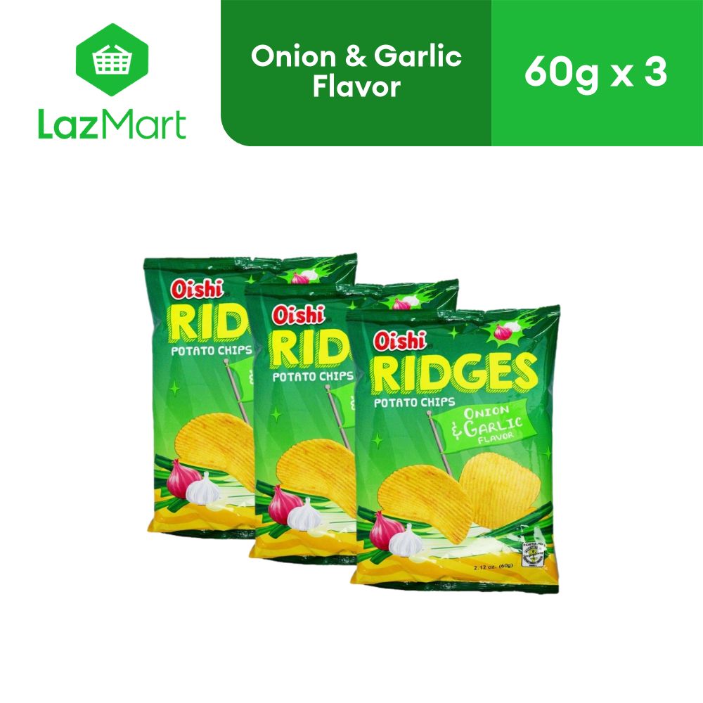 Oishi Ridges Onion & Garlic Flavor 60g x 3 | Lazada PH