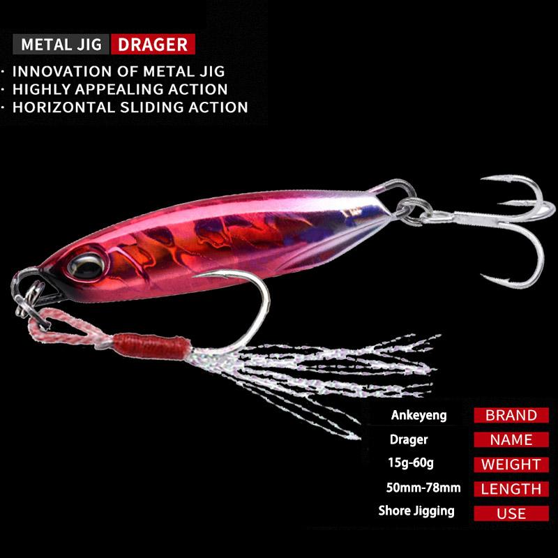 Ankeyeng Drager Metal Cast Jig Spoon 15g/20g/25g/30g/40g/60g Shore Casting Jigging Lead Fish ...