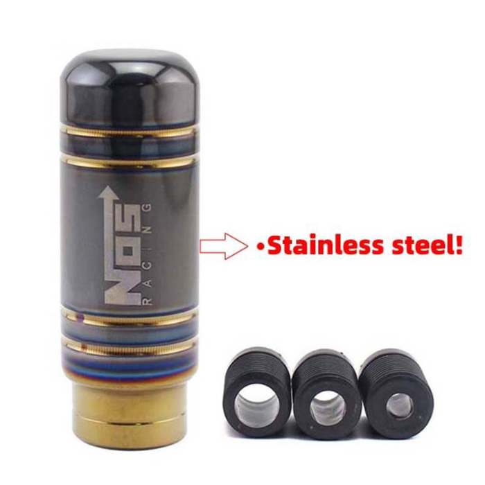 N-2 NOS Shift Gear Knob Black Gold Stainless Steel Universal 9.5CM 13CM ...