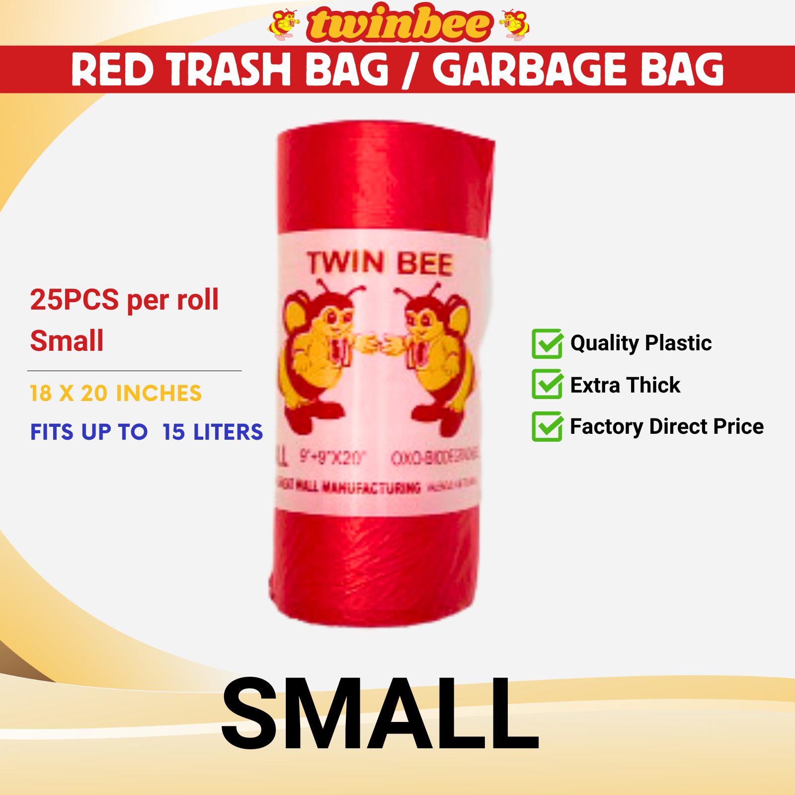 1 ROLL Red Garbage Bag Trash Bag SOLD PER ROLL / Small Medium Large ...