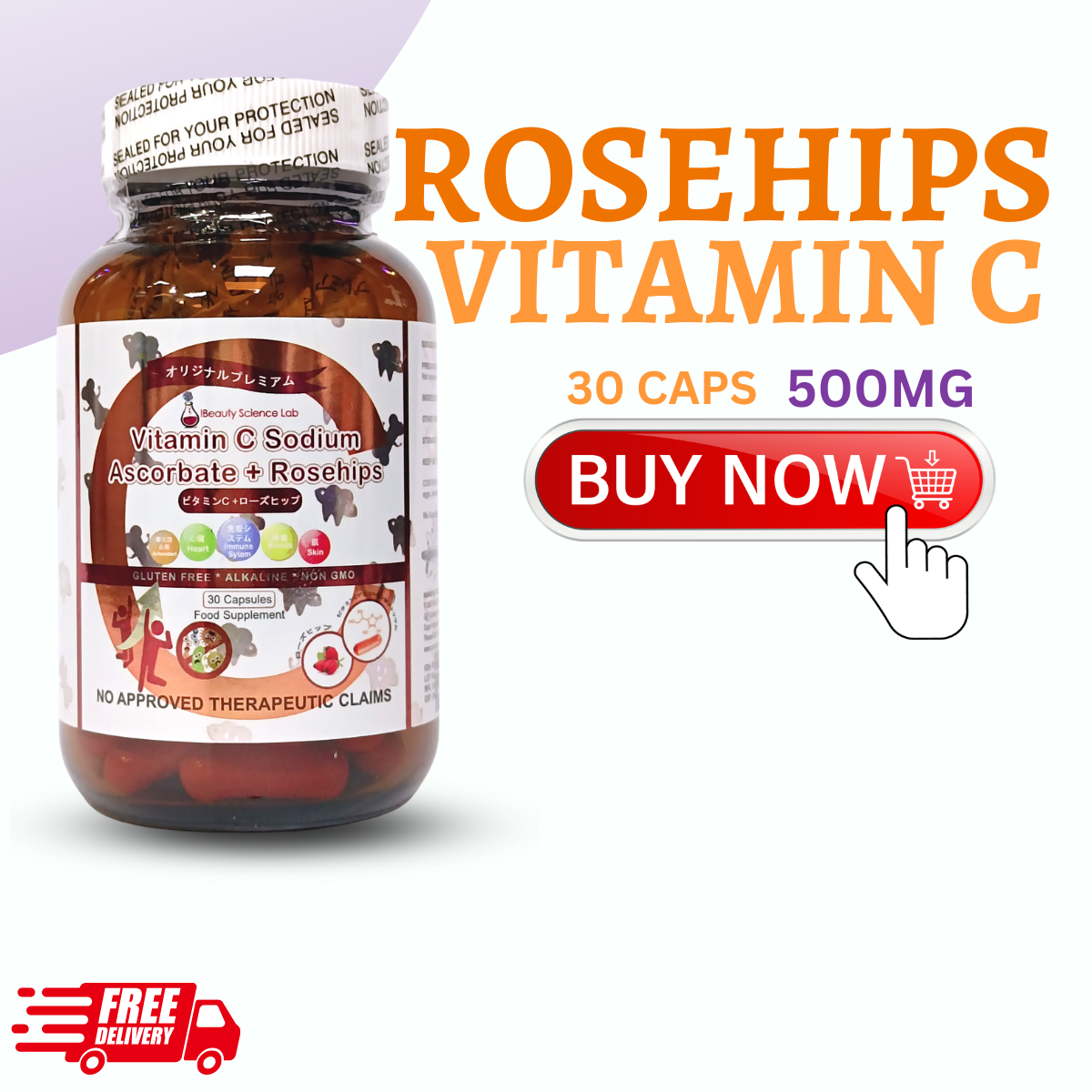 iBeauty Science Lab Vitamin C Sodium Ascorbate + Rosehips 30 Capsules ...