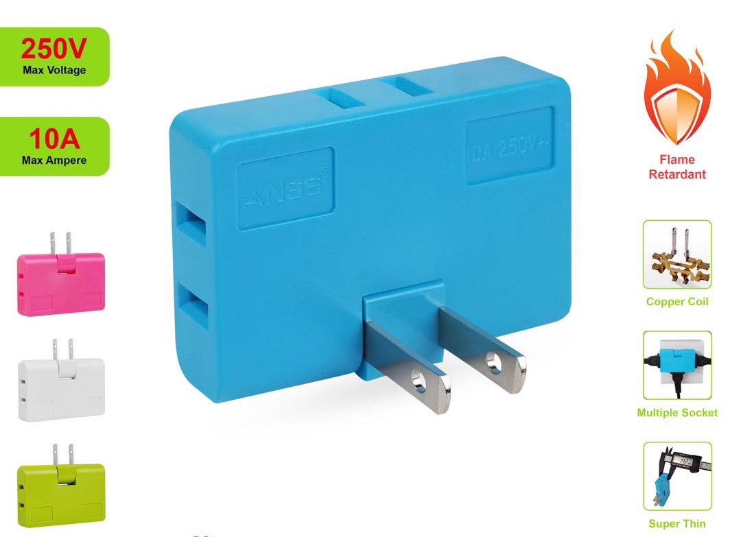 NSS 3-way Universal Power Plug Dual Socket Adapter with Switch 1 pc ...
