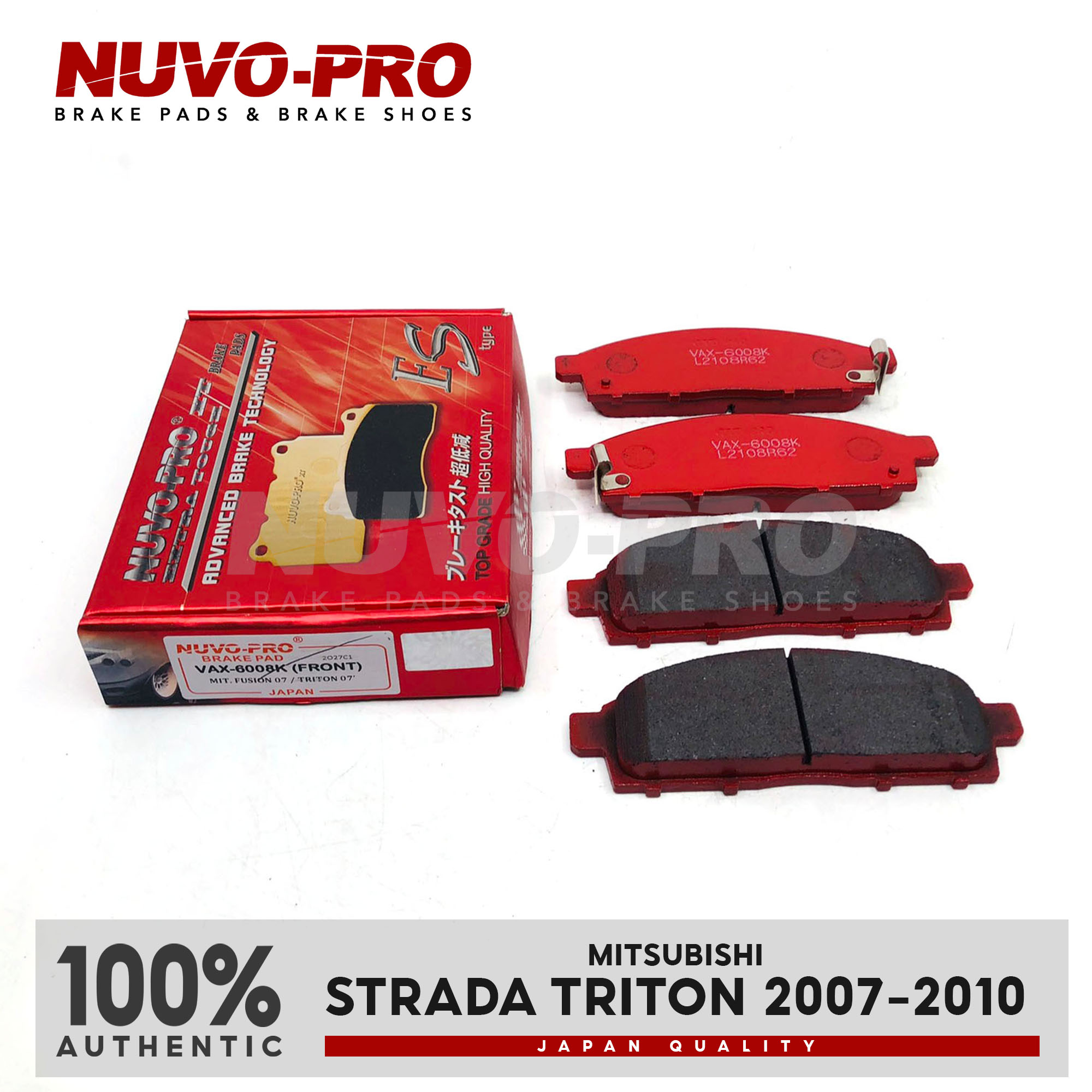 Nuvo-Pro Brake Pad Front Mitsubishi Strada Triton 2007-2010 VAX-6008K ...