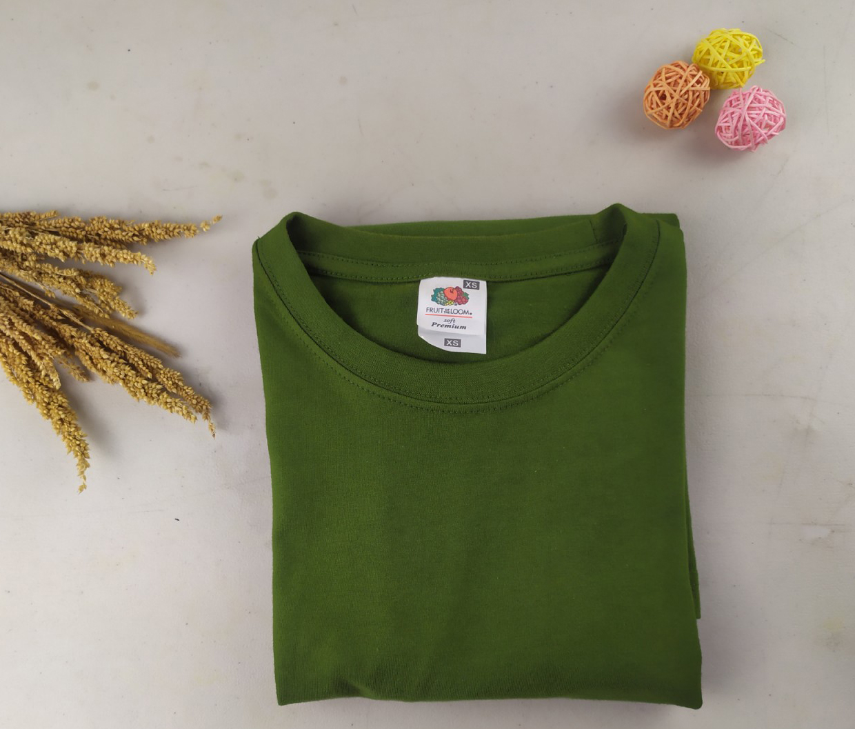 FRUIT OF THE LOOM FOTL Original SOFT PREMIUM Round Neck MILITARY GREEN ...