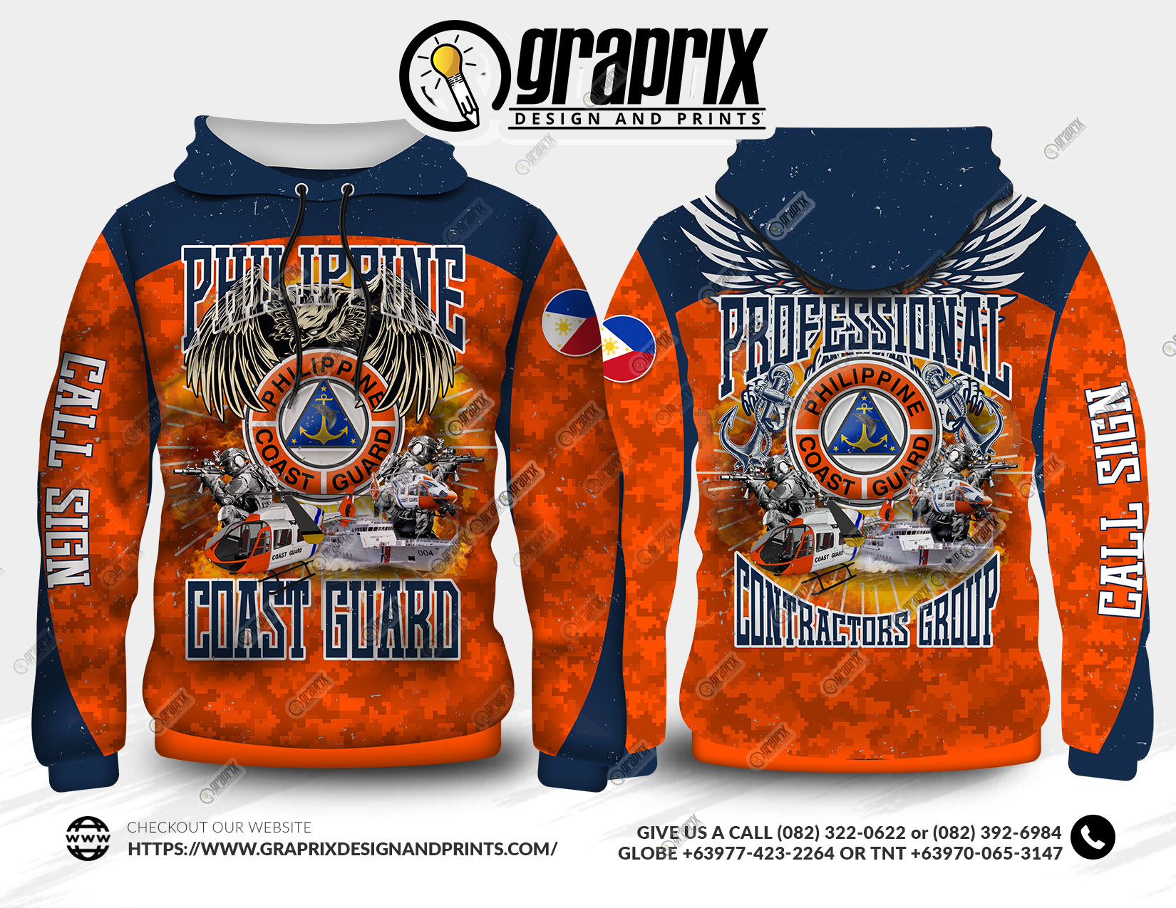 PHILIPPINE COAST GUARD in ACTION CUSTOMIZE CALL SIGN HOODIE Full ...