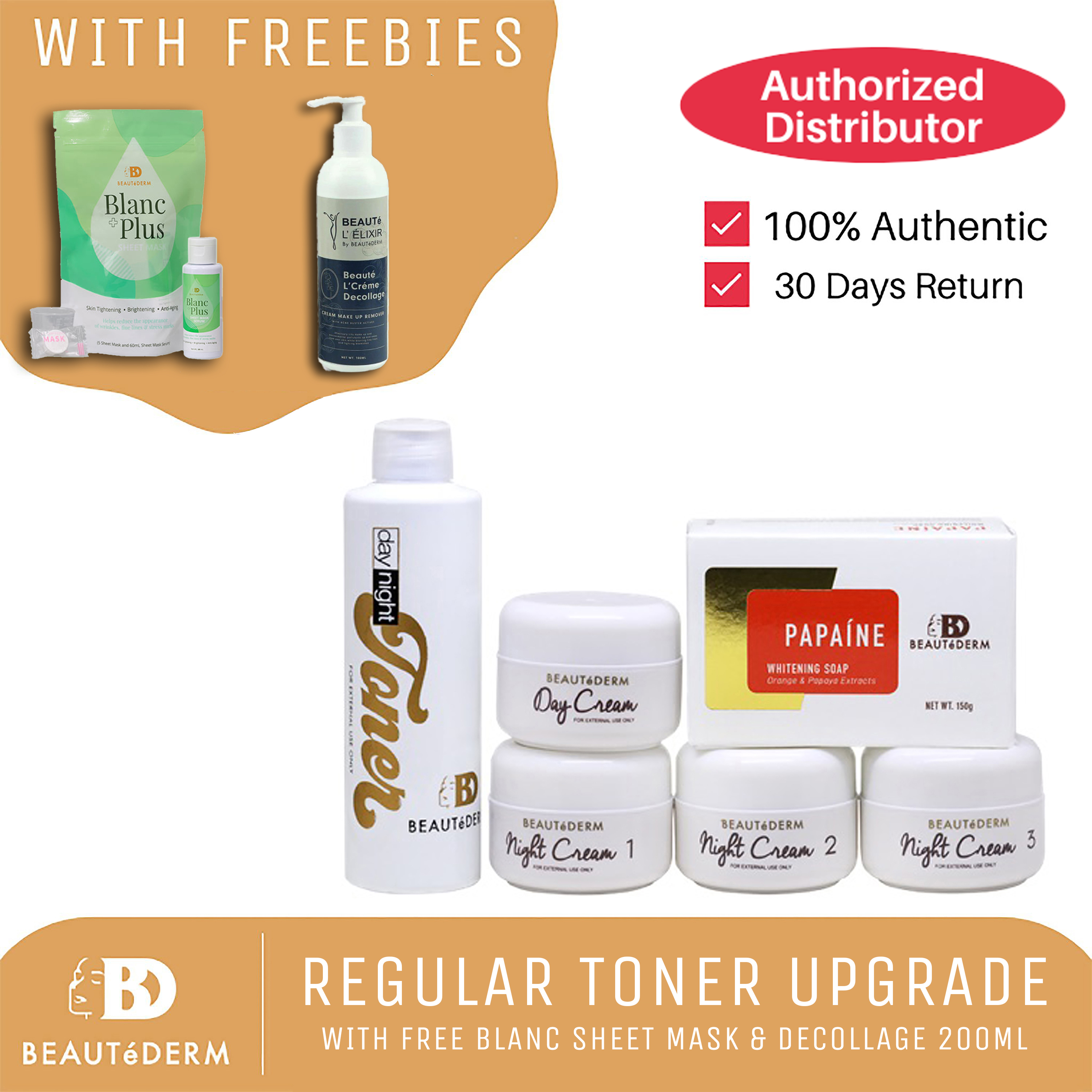 *PROMO with Freebies* Beautederm Regular Toner Upgrade Set Papaine Soap ...
