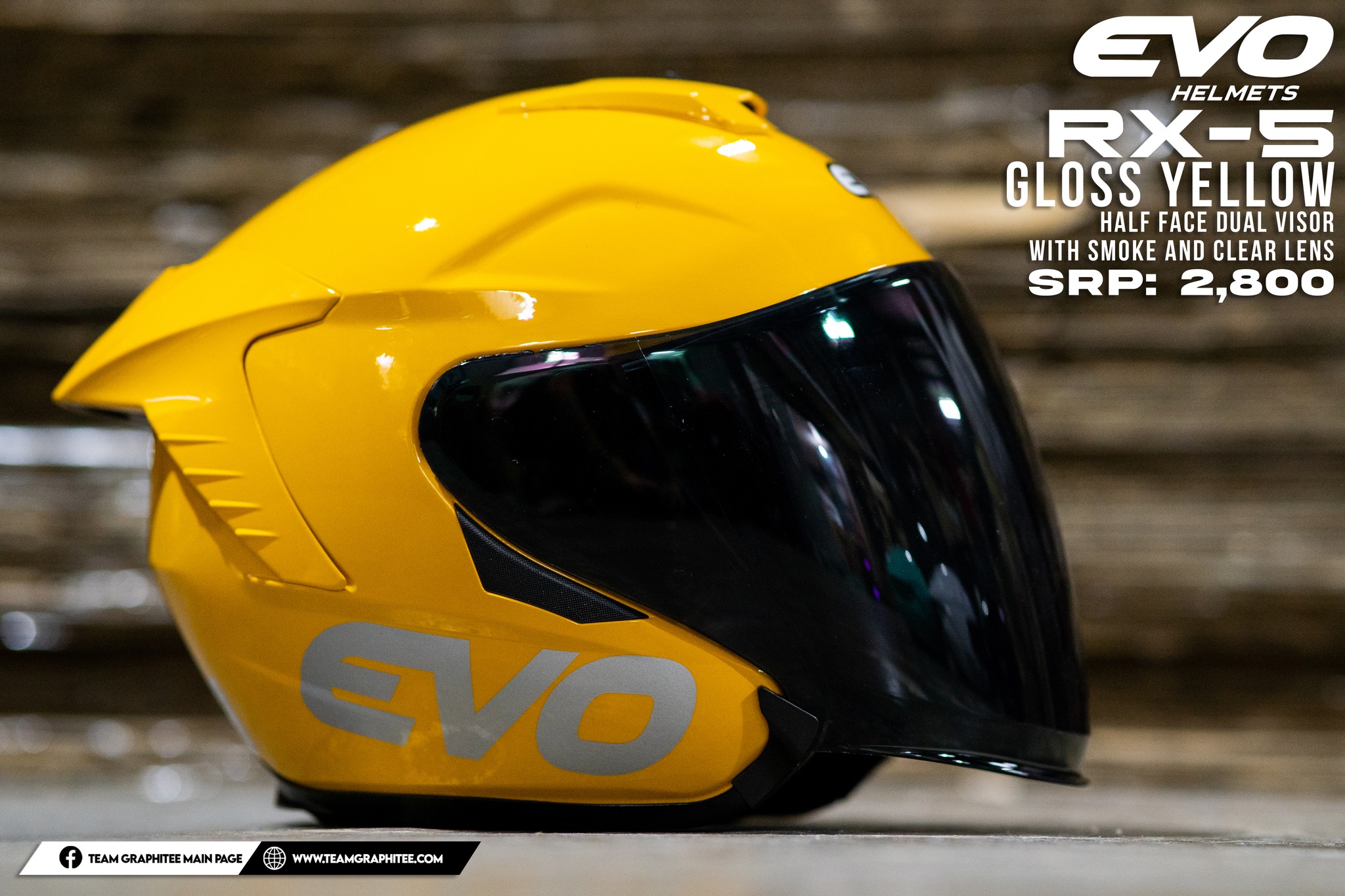 EVO RX-5 GLOSY YELLOW HALF FACE DUAL VISOR HELMET WITH FREE CLEAR LENS ...