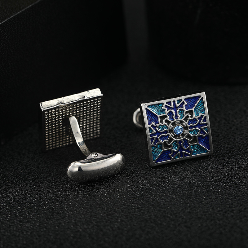 Blue Themed New Product Simple Mens Metal Cufflinks High-end Alloy Drip ...