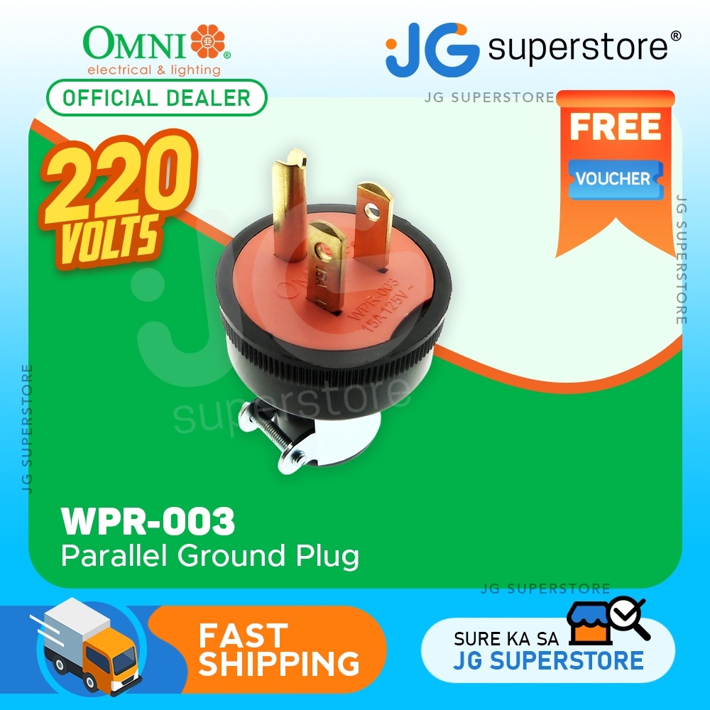 OMNI 15A 220V Parallel Ground Rubber Male Plug for and Appliances ...