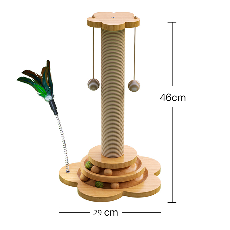 4in1 Solid Wood Cat Scratching Post, Natural Sisal Scratcher with ...