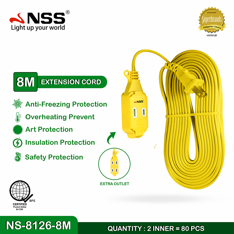 Nss 3 in 1 extension cord heavy duty outlet 3 gang extension wire with ...