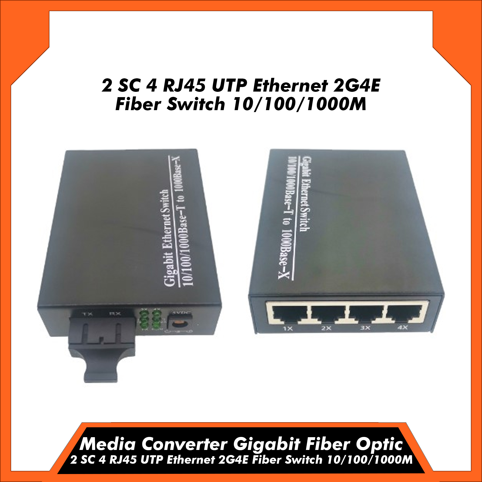 Media Converter Gigabit Fiber Optic 2 SC 4 RJ45 UTP Ethernet 2G4E Fiber ...