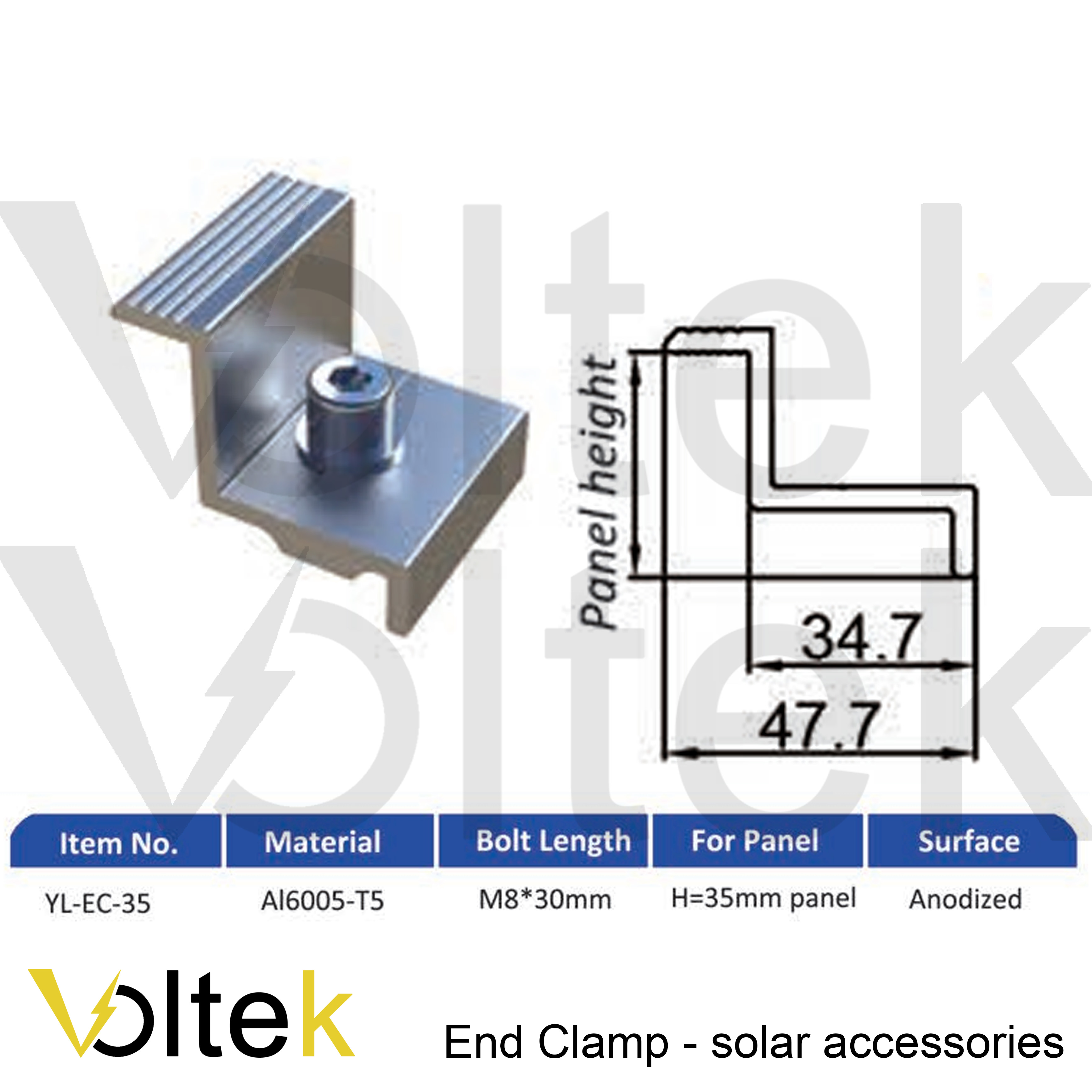 Solar Panel Mounting Accessories mid clamp end clamp grounding lug L ...