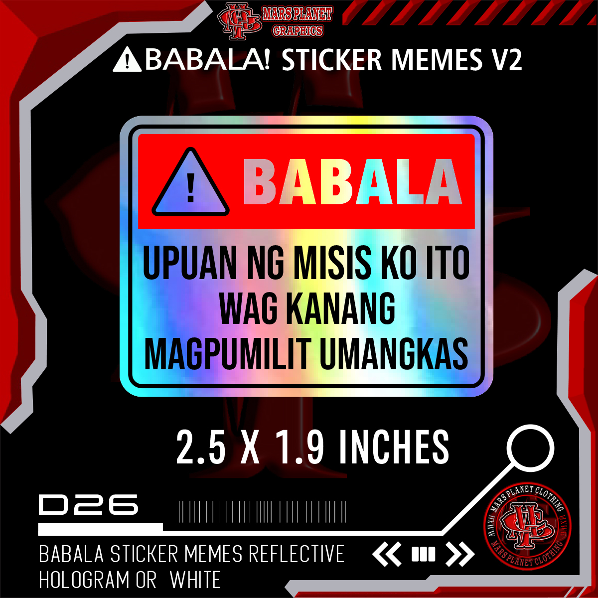 BABALA STICKER MEME V2 BAWAL HIRAMIN for Motorcycle Bike Reflective ...