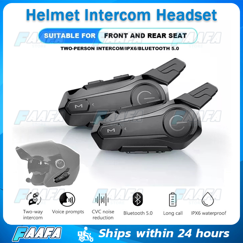 Bluetooth Intercom Motorcycle Helmet Bluetooth Headset For 2 Rider ...