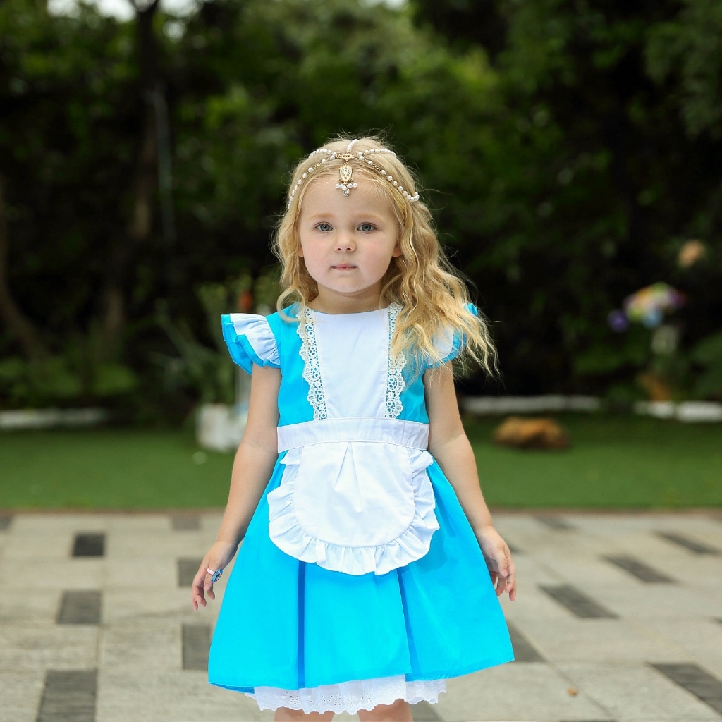 ๑ Alice in Wonderland Kids Girls Fancy Dress Maid Lolita Cosplay ...