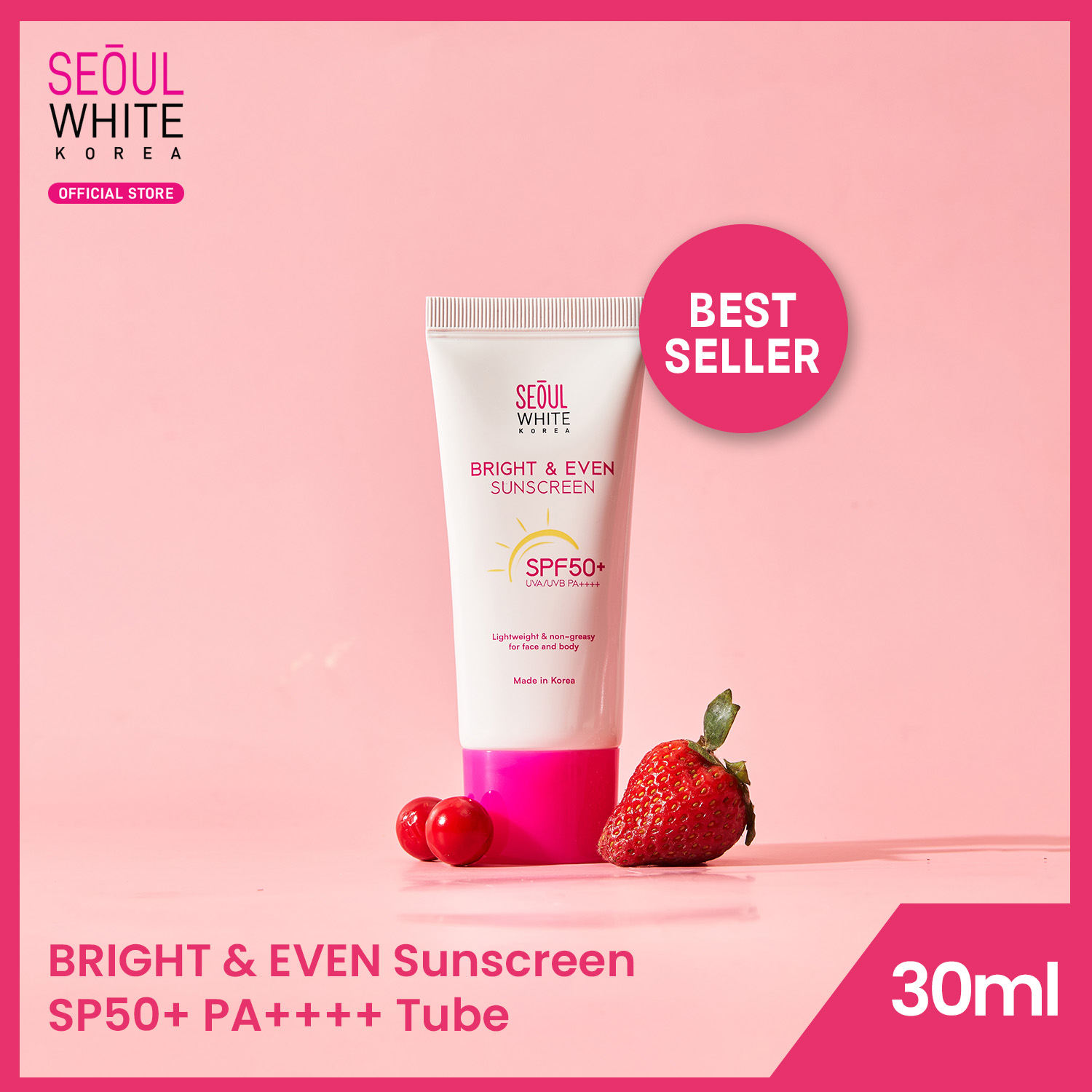 Seoul White Korea BRIGHT & EVEN Sunscreen SP50+ PA++++ Tube 30ml ...